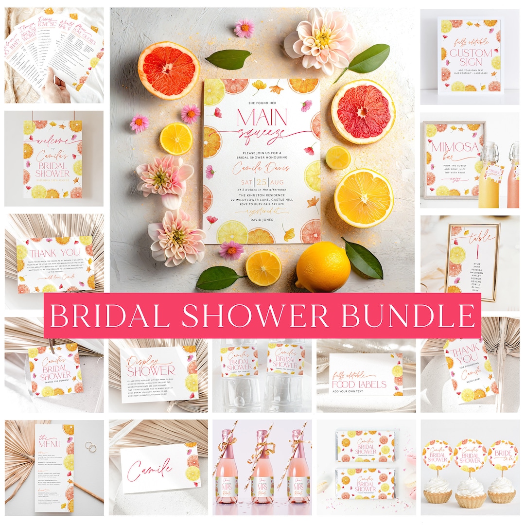Citrus Bridal Shower Invitation Bundle, Main Squeeze Bridal Shower ...