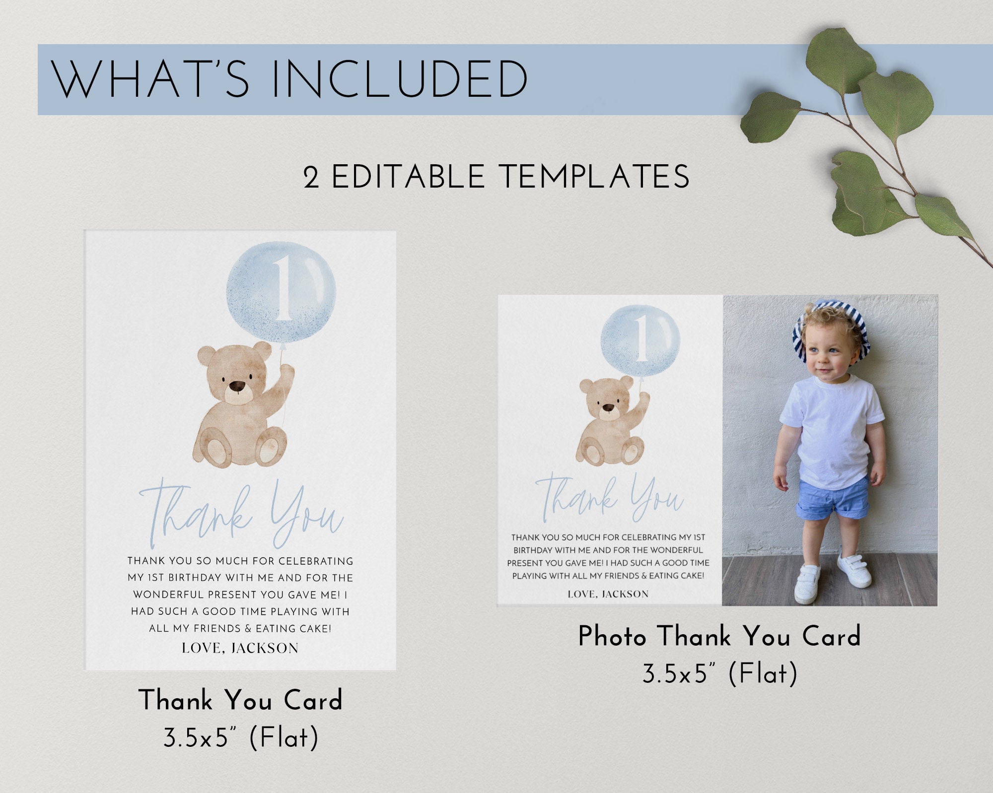 Bear Thank You Card Template Printable Thank You Card Thank | Etsy