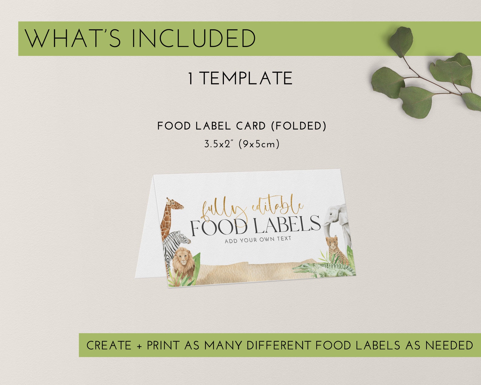 Wild One Food Labels, Safari Food Label Card, Food Tent Card, Birthday ...