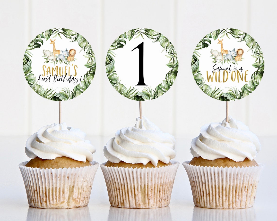 Wild One Cupcake Toppers Printable Cupcake Toppers Safari | Etsy