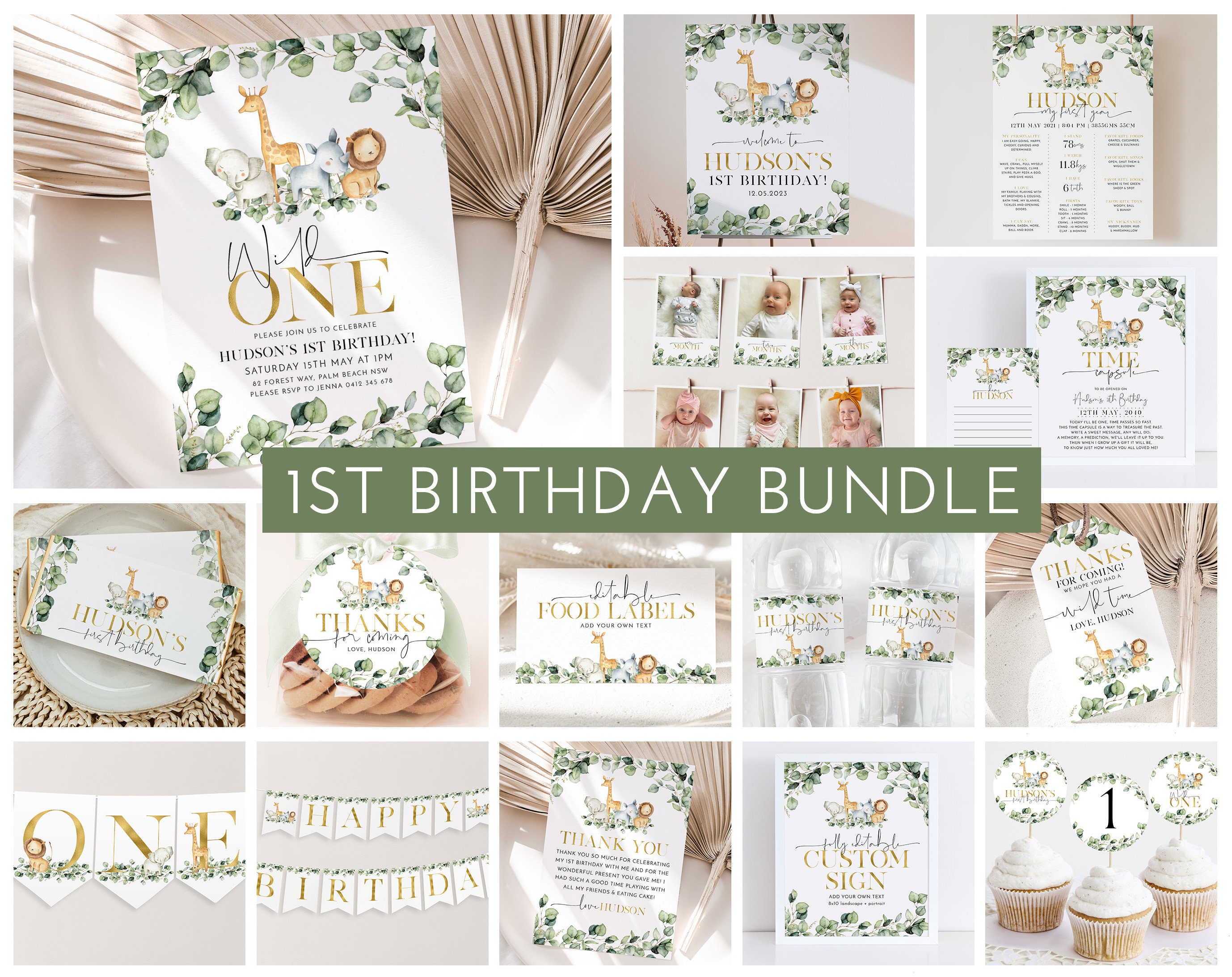 Wild One 1st Birthday Invitation Bundle Printable Wild One - Etsy Australia