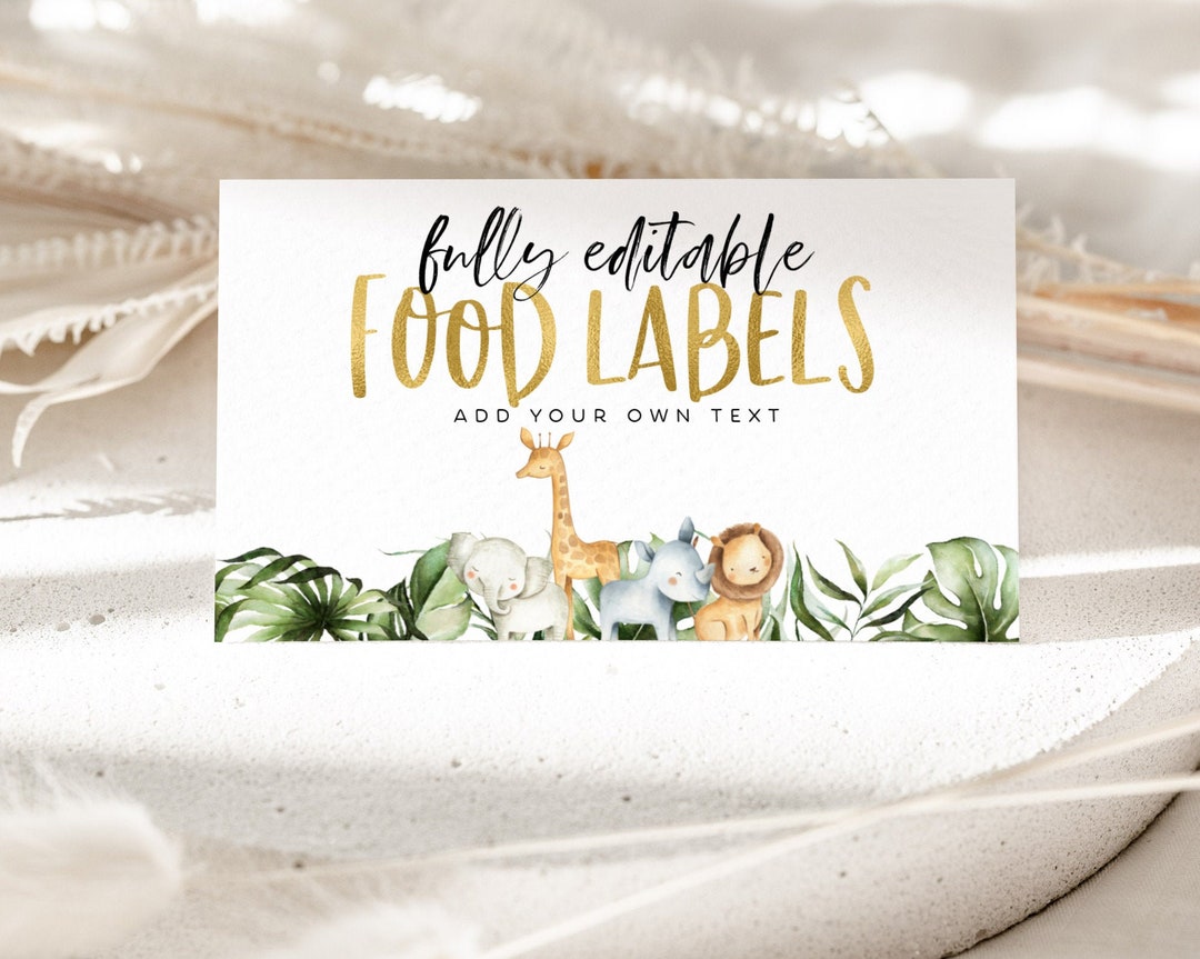 Wild One Food Labels, Safari Food Label Card, Food Tent Card, Birthday ...