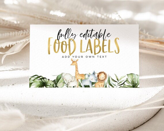 Wild One Food Labels Safari Food Label Card Food Tent Card - Etsy