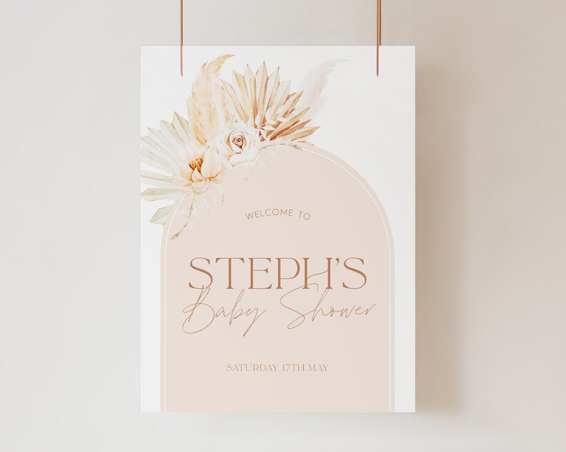 Boho Welcome Sign, Boho Baby Shower Welcome Sign, Boho Floral Baby ...