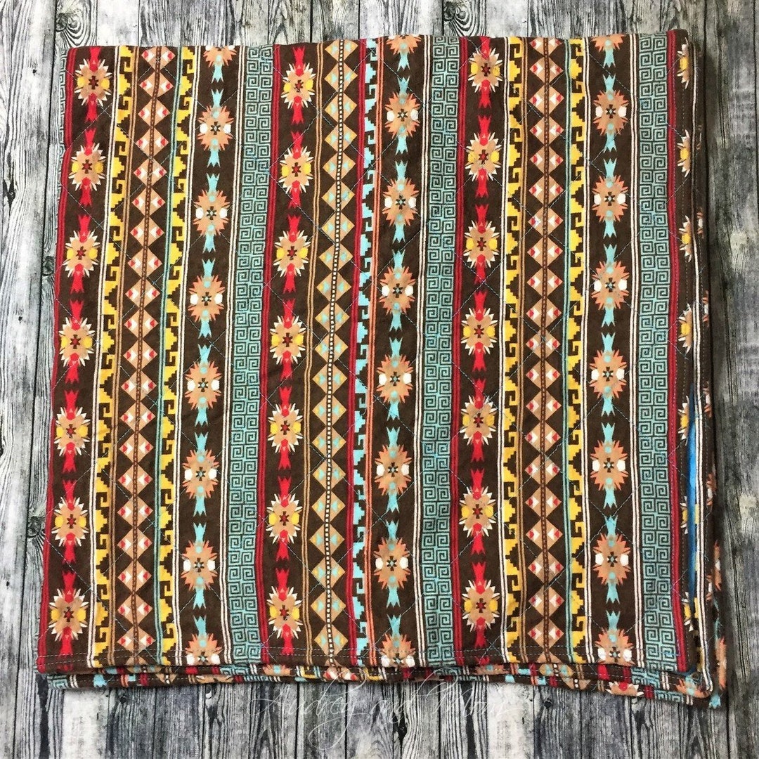 Aztec Print Flannel and Minky Blanket - Etsy