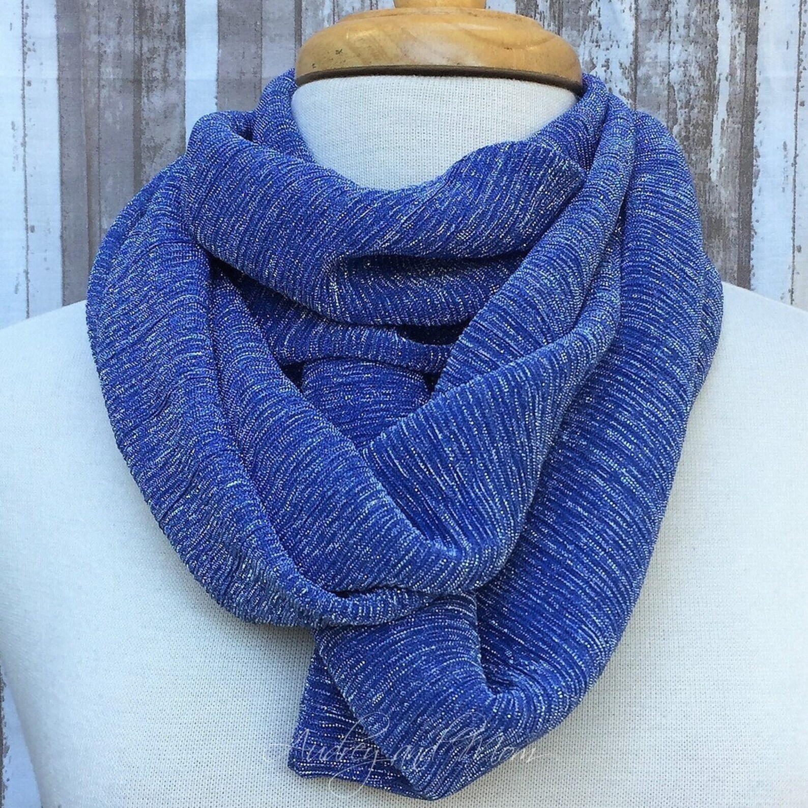 Blue and Silver Pleated Infinity Scarf - Etsy