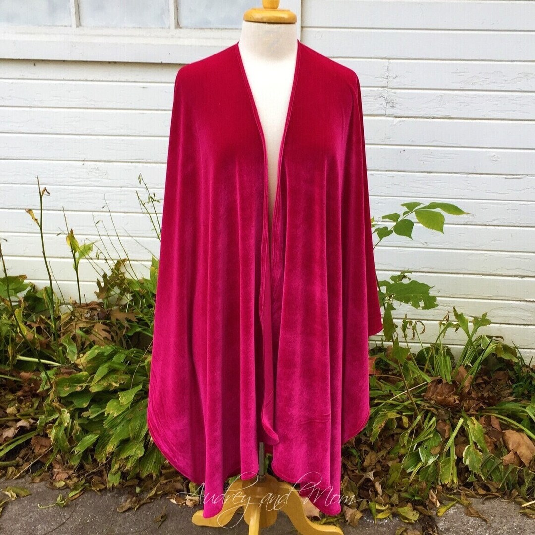 Raspberry Stretch Velvet Ruana - Etsy