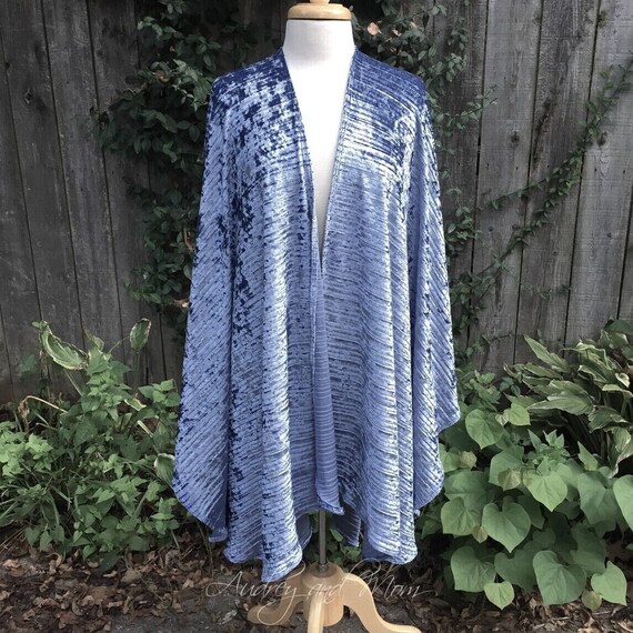 Dusty Blue Ribbed Velvet Ruana - Etsy