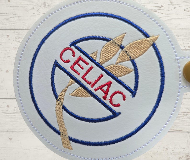 Celiac Medical Alert Keychain, Gluten Free Bag Tag, Embroidered Wheat ...