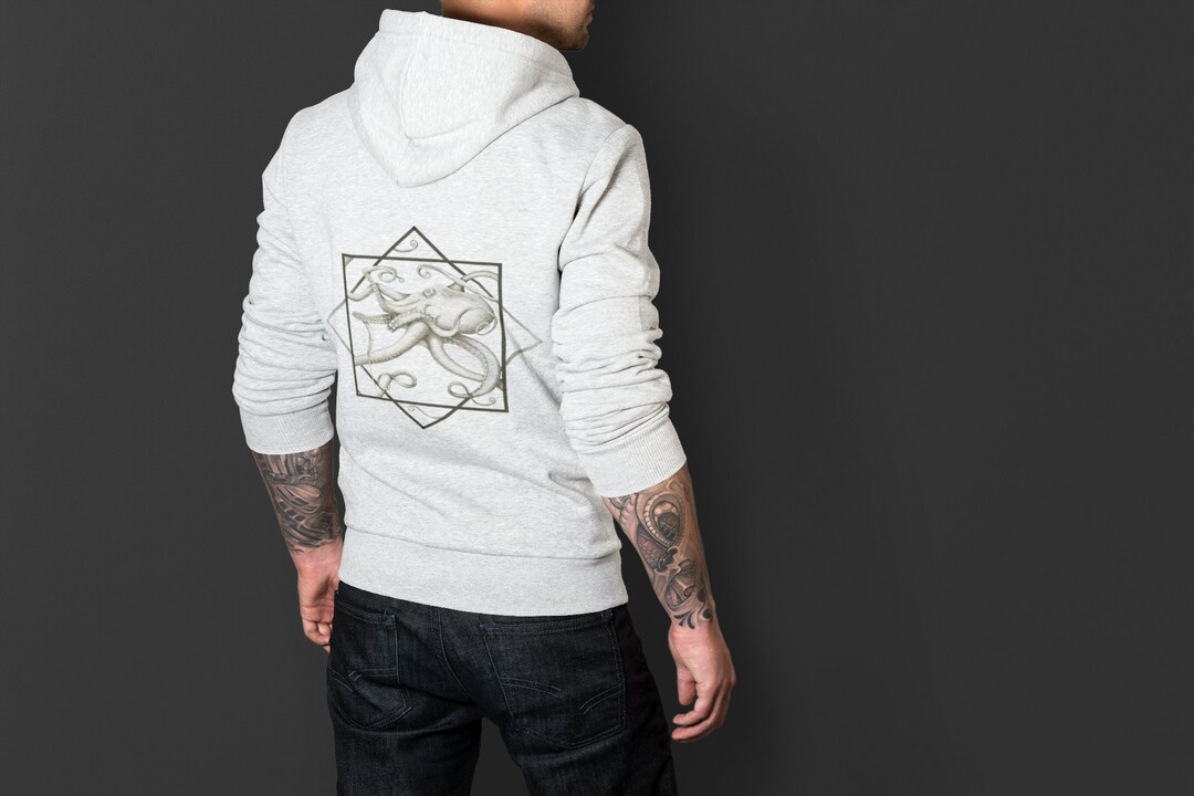 Veiled Surroundings Octopus Zip Hoodie, Octopus Sweatshirt, Sea Life ...