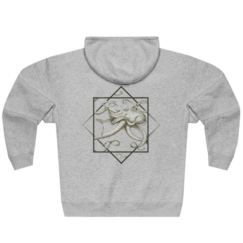 Veiled Surroundings Octopus Zip Hoodie, Octopus Sweatshirt, Sea Life ...