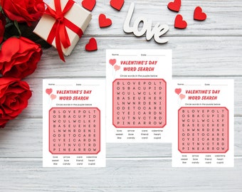 3rd Grade Valentine's Day Word Search With Answer Key, Printable - Etsy