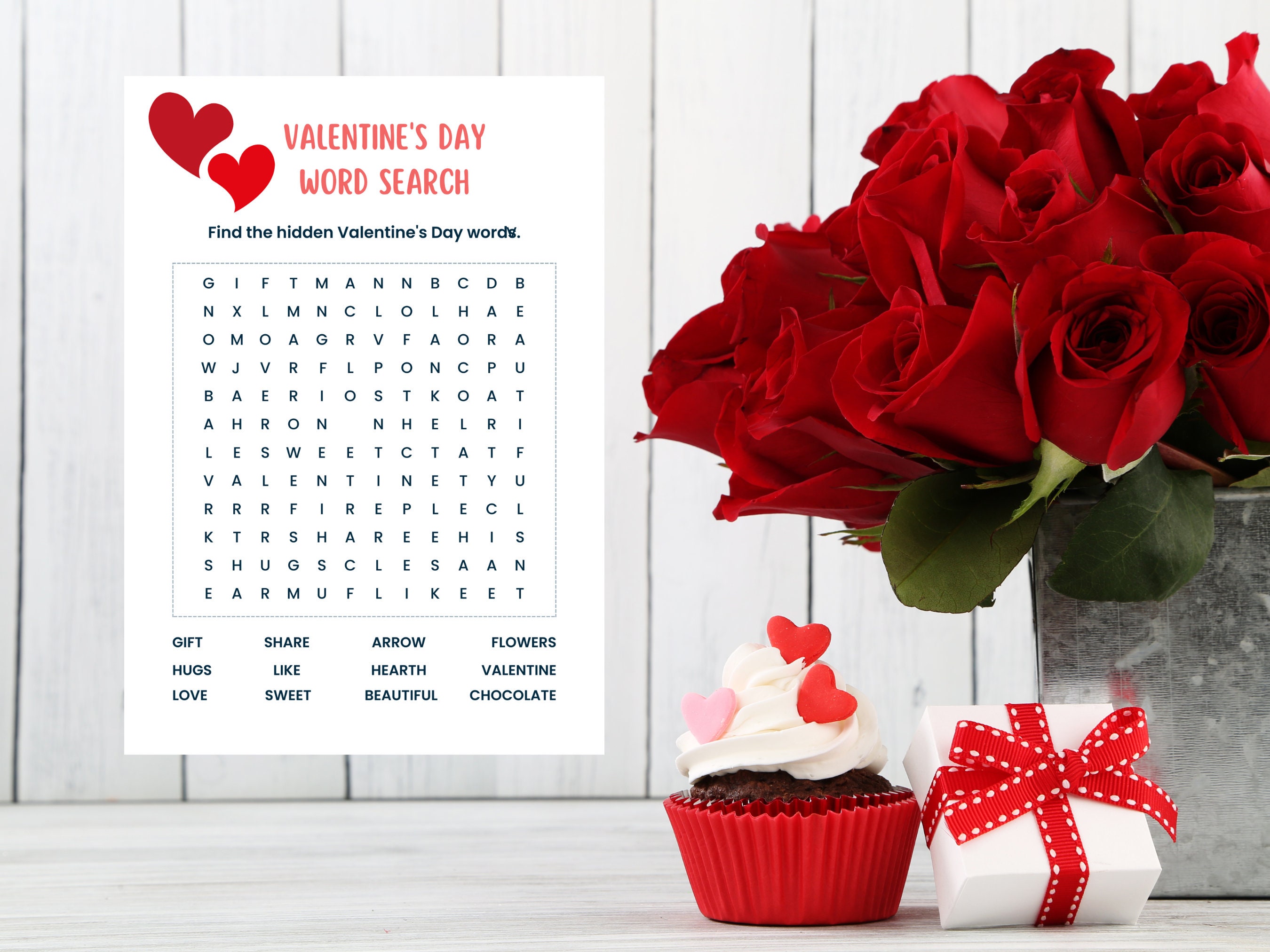 Valentine Word Search Printable Valentine Card, Instant Download ...