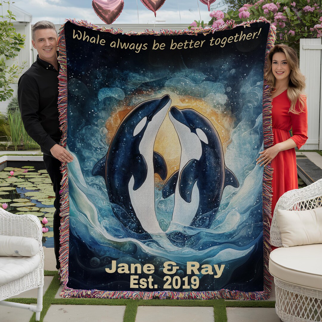 Orca Couple Blanket, Killer Whale Personalized Picnic Blanket ...