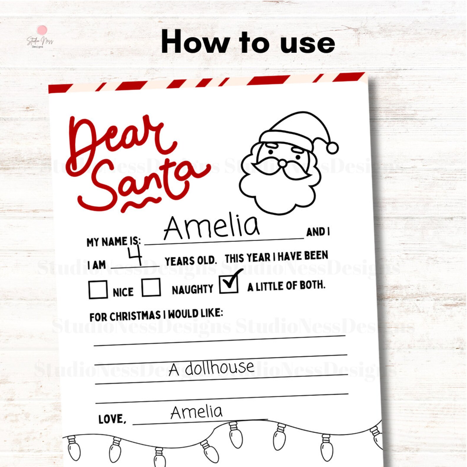 Letter to Santa Kids Printable Santa Letter Christmas Wish - Etsy