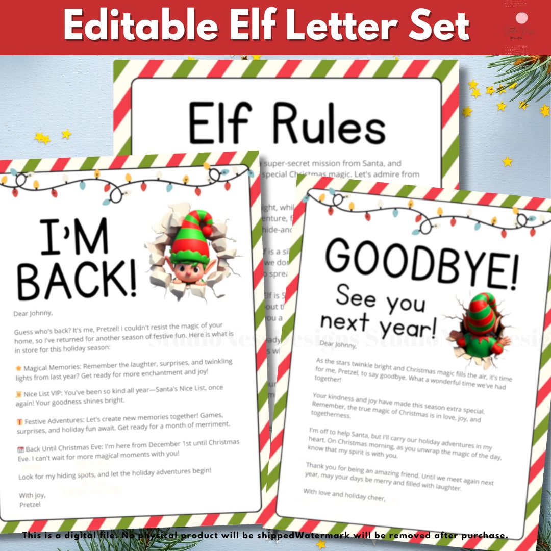 Elf Arrival Letter I'm Back Letter From Else, Hello From Elf, Editable ...