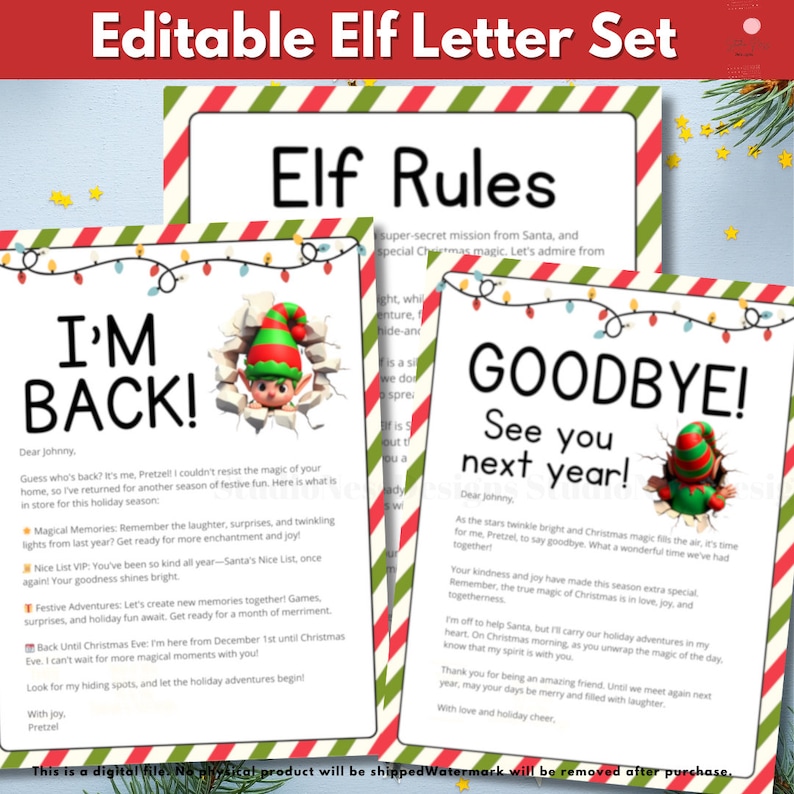 Elf Arrival Letter I'm Back Letter From Else, Hello From Elf, Editable ...