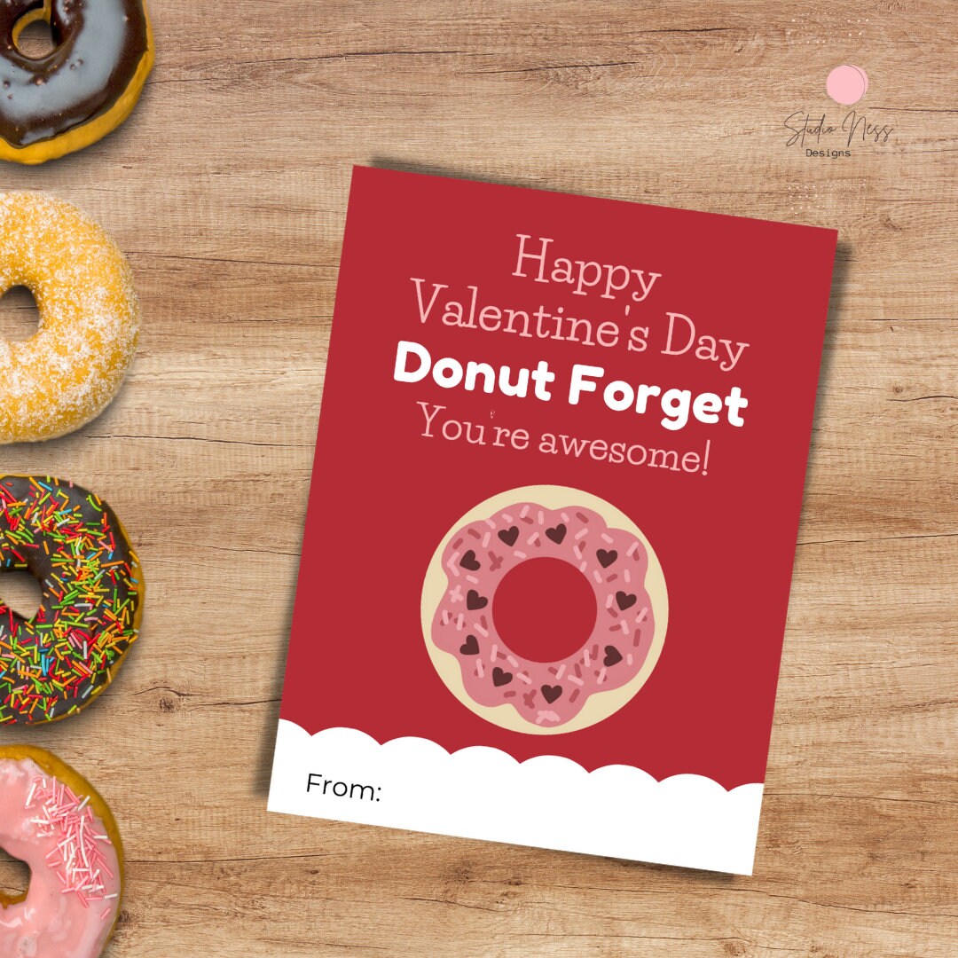 Donut Valentines Day Cards, Donut Valentine Printable Kids Valentines ...