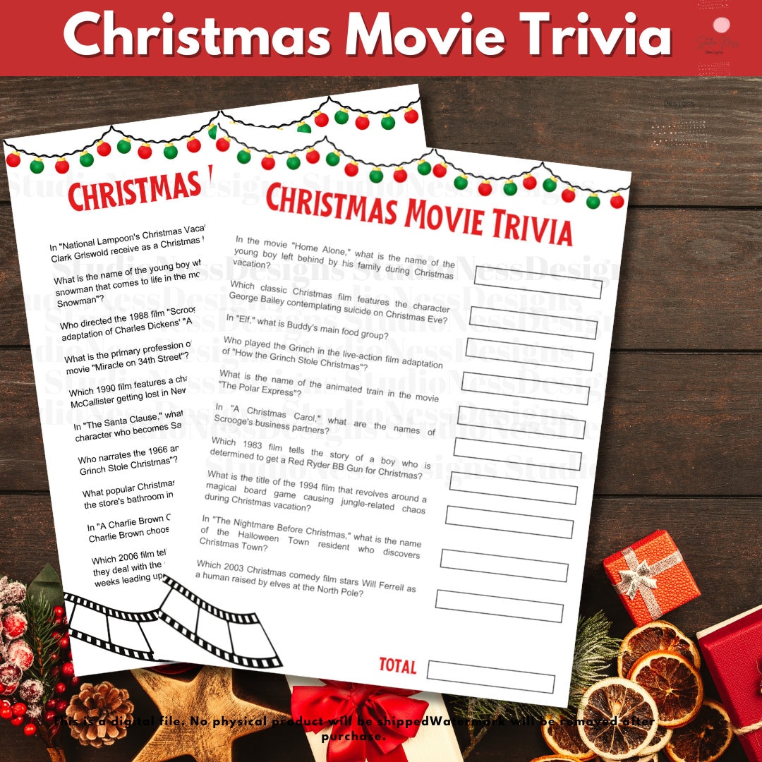 Christmas Movie Trivia Game, Christmas Printable Game, Christmas Trivia ...
