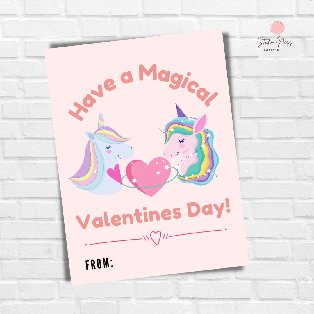 Unicorn Printable Valentine Card, Printable Valentines for Kids ...