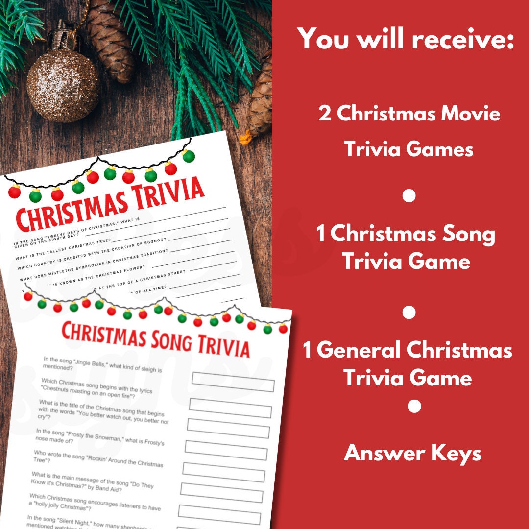 Printable Christmas Trivia Game Bundle, Christmas Trivia Party Games ...