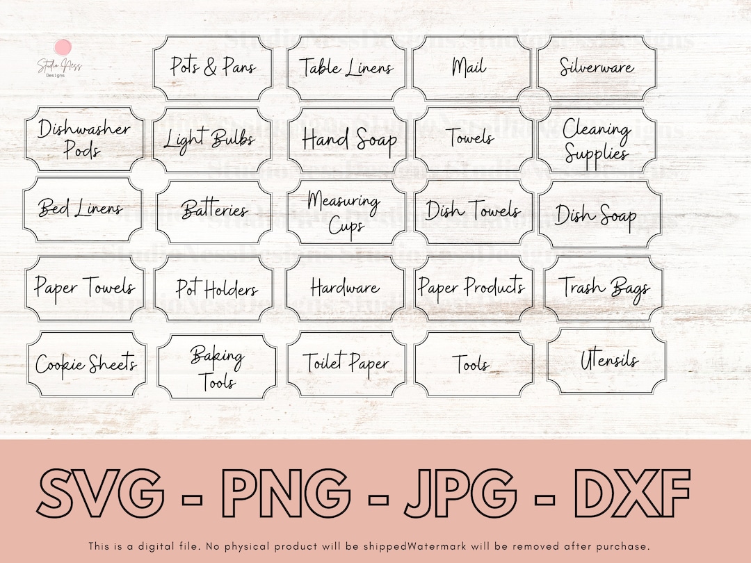 Household Labels, Kitchen Labels Svg, - Home Decor SVG Design for ...