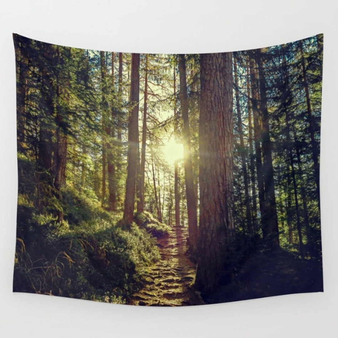 Forest Tapestry,pine Trees Tapestry,forest Sunrise Tapestry,large Wall ...