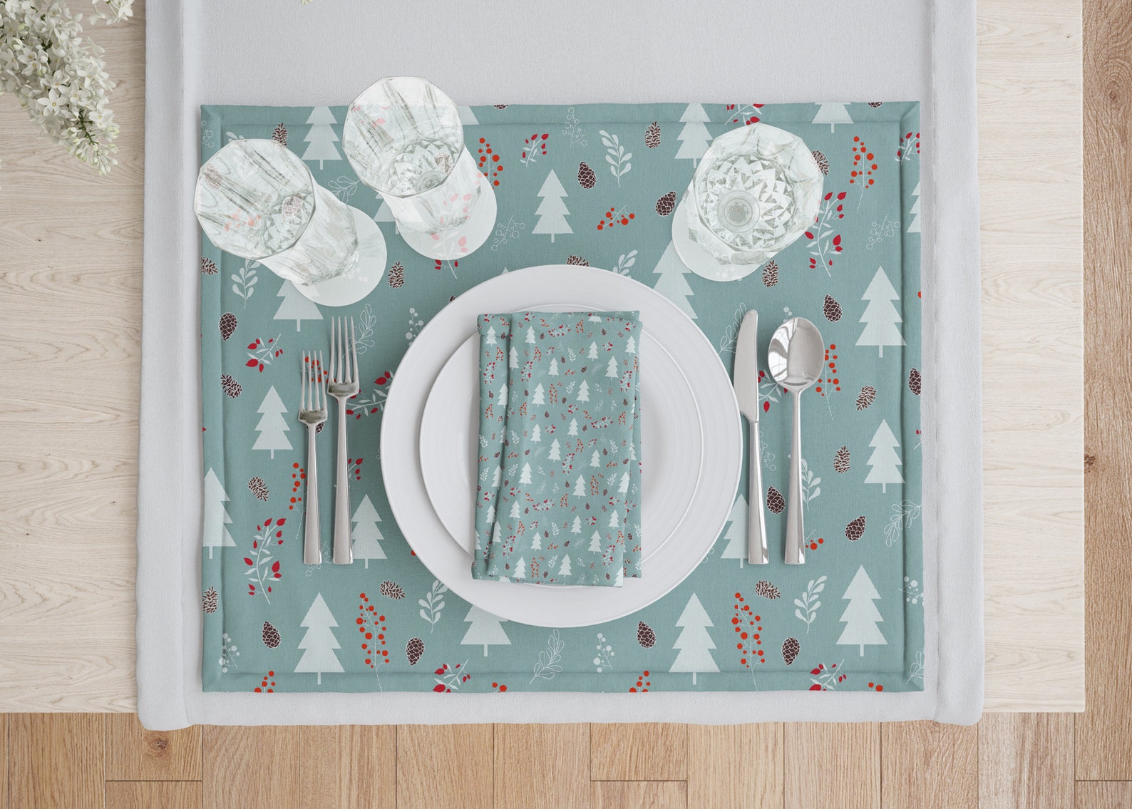 Winter forest placematChristmas placematsmodern Christmas | Etsy