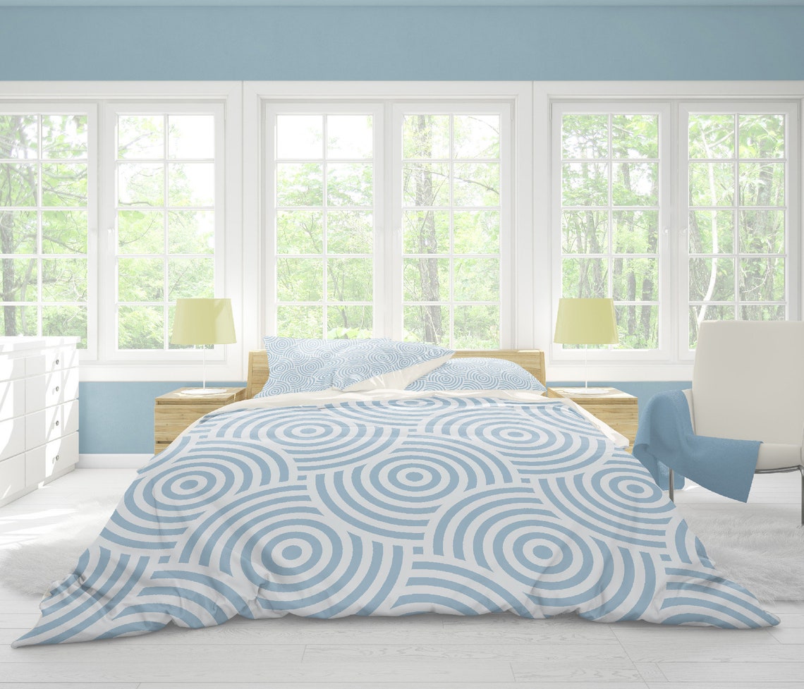 Light Blue Duvet Coverblue Bedding Set Queenlight Blue - Etsy