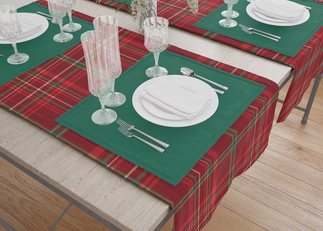 Plaid Christmas Table Runner,red Plaid Table Runner,green Plaid Table ...