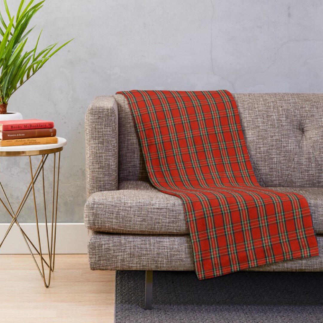 Scottish Classic Red Tartan Sherpa Throw|royal Stewart Plaid Blanket ...