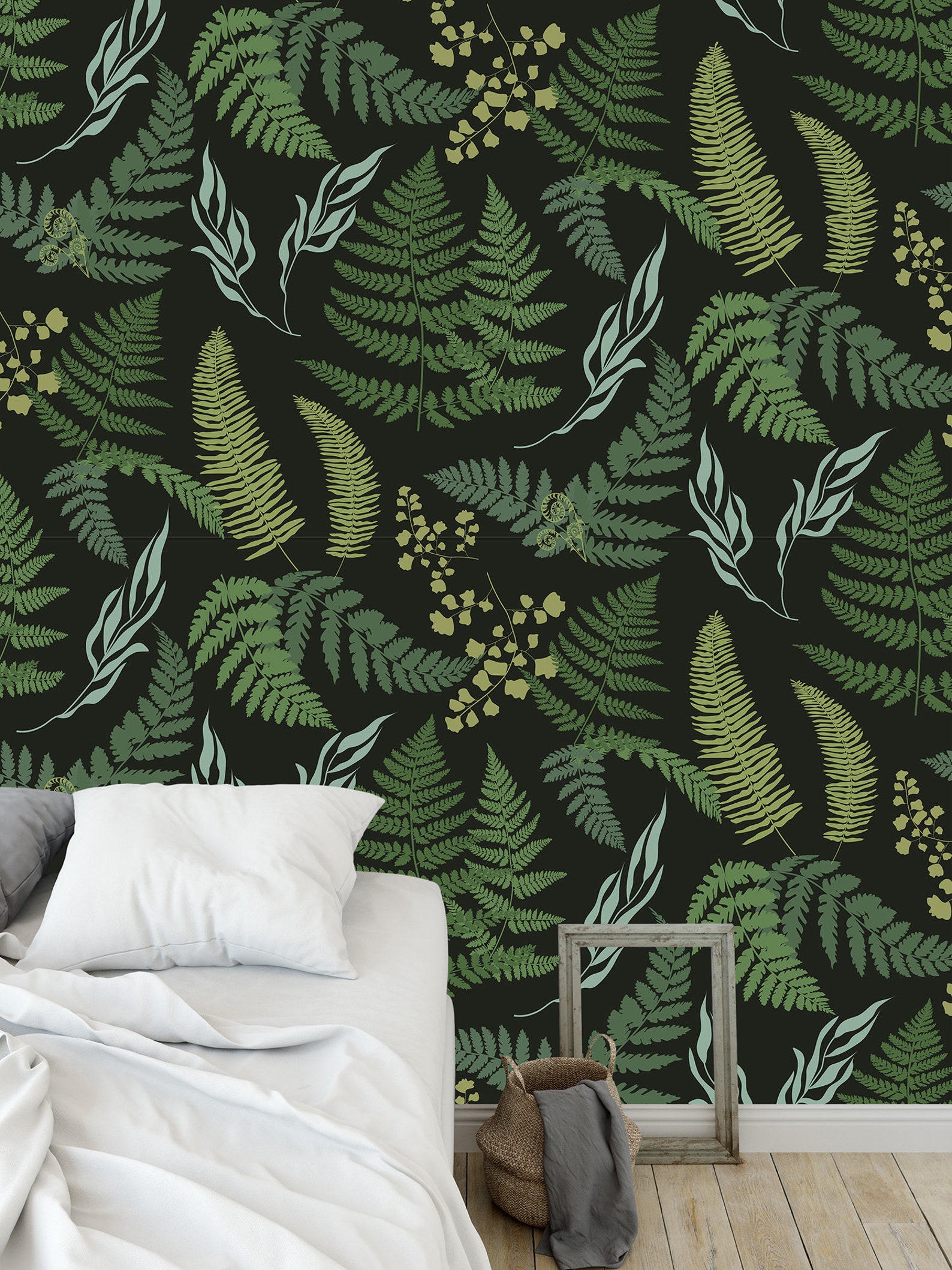 Fern Wallpaper,fern Leaf Wallpaper,dark Botanical Wallpaper,peel and ...