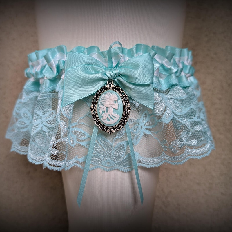 Blue Gothic Bridal Garter - Etsy