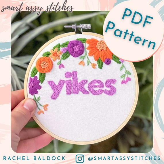 Yikes Embroidery PDF Pattern & Stitch Guide - Etsy