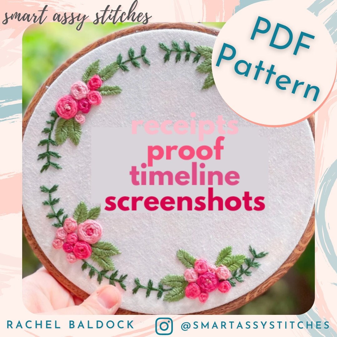 Receipts Proof Timeline Screenshots - Embroidery - PDF Pattern & Stitch ...