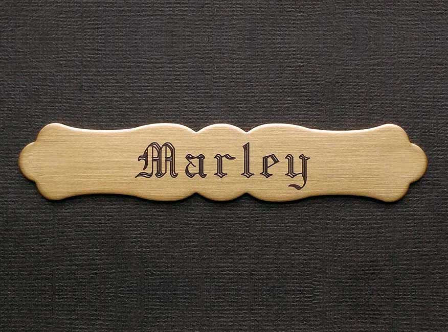 LARGE ORNATE Name PLATE Thick Fancy Solid Brass or Solid Nickel Silver ...