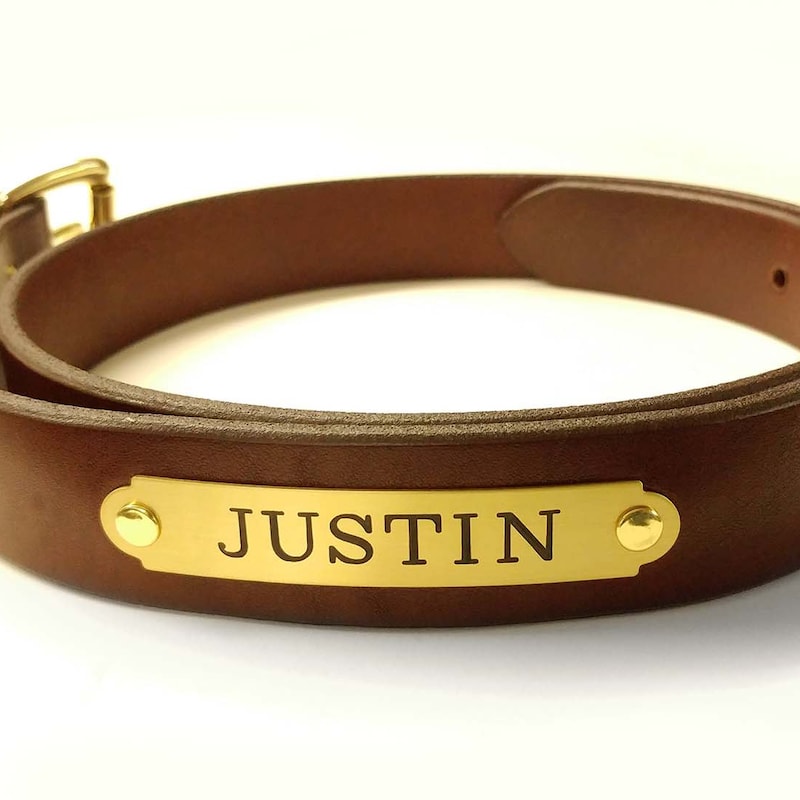 Name Plaque on Leather - Etsy