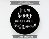 Review Stickers Leave a Review Sticker Happy Sticker Seller | Etsy