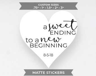 A Sweet Ending to a New Beginning Wedding Favor Stickers - Etsy