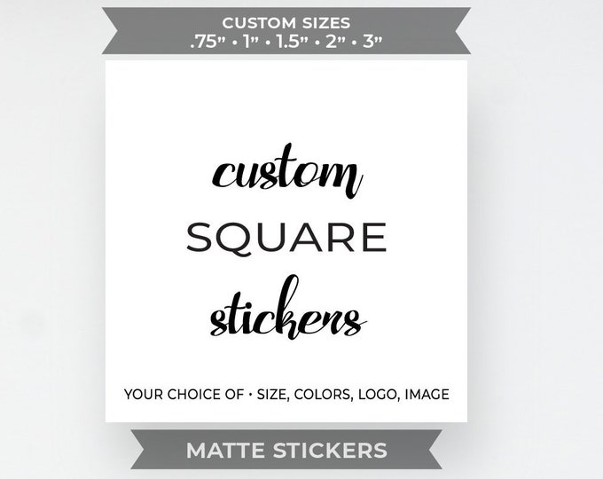 Square Custom Matte Stickers Printed Square Labels Logo Choose Size ...