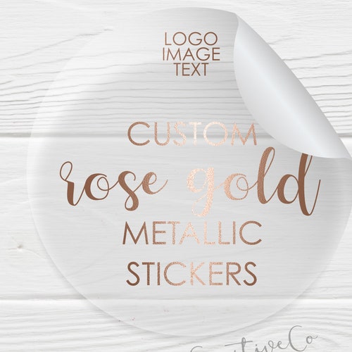 Custom ROSE GOLD Sticker Text Here Rose Gold FOIL Clear Gloss - Etsy