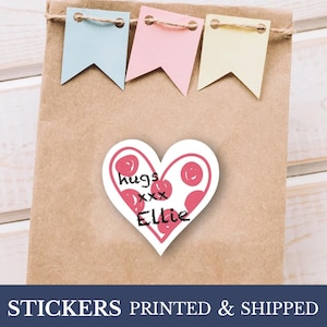 Valentine Heart With Name Sticker, Kids School V-day Sticker, Valentine ...