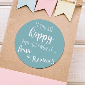 Review Stickers, Leave a Review Sticker, Happy Sticker, Seller Sticker ...