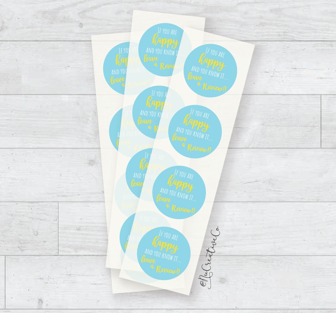 Review Stickers Seller Leave a Review Sticker Happy - Etsy