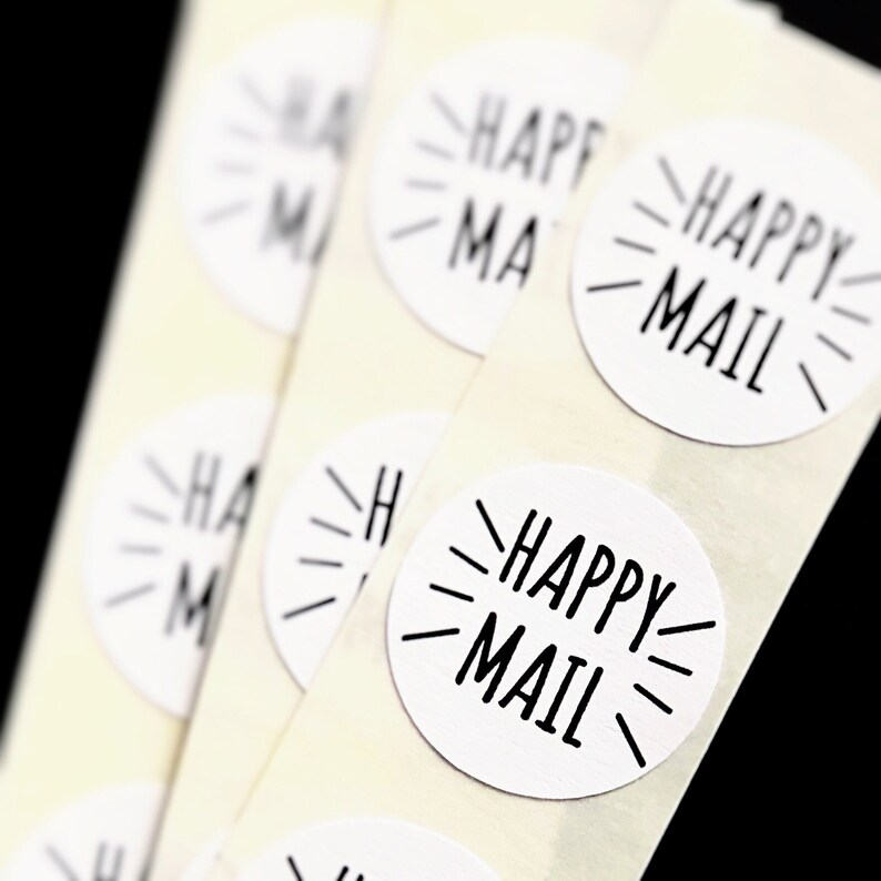 Happy Mail Package Label Sticker You Choose the Size and Color - Etsy