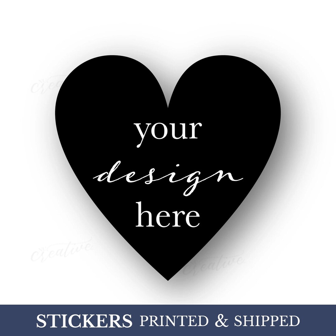 Custom Heart 1.5 Inch Stickers, 1.5" Logo Image Text, Valentine V-day ...