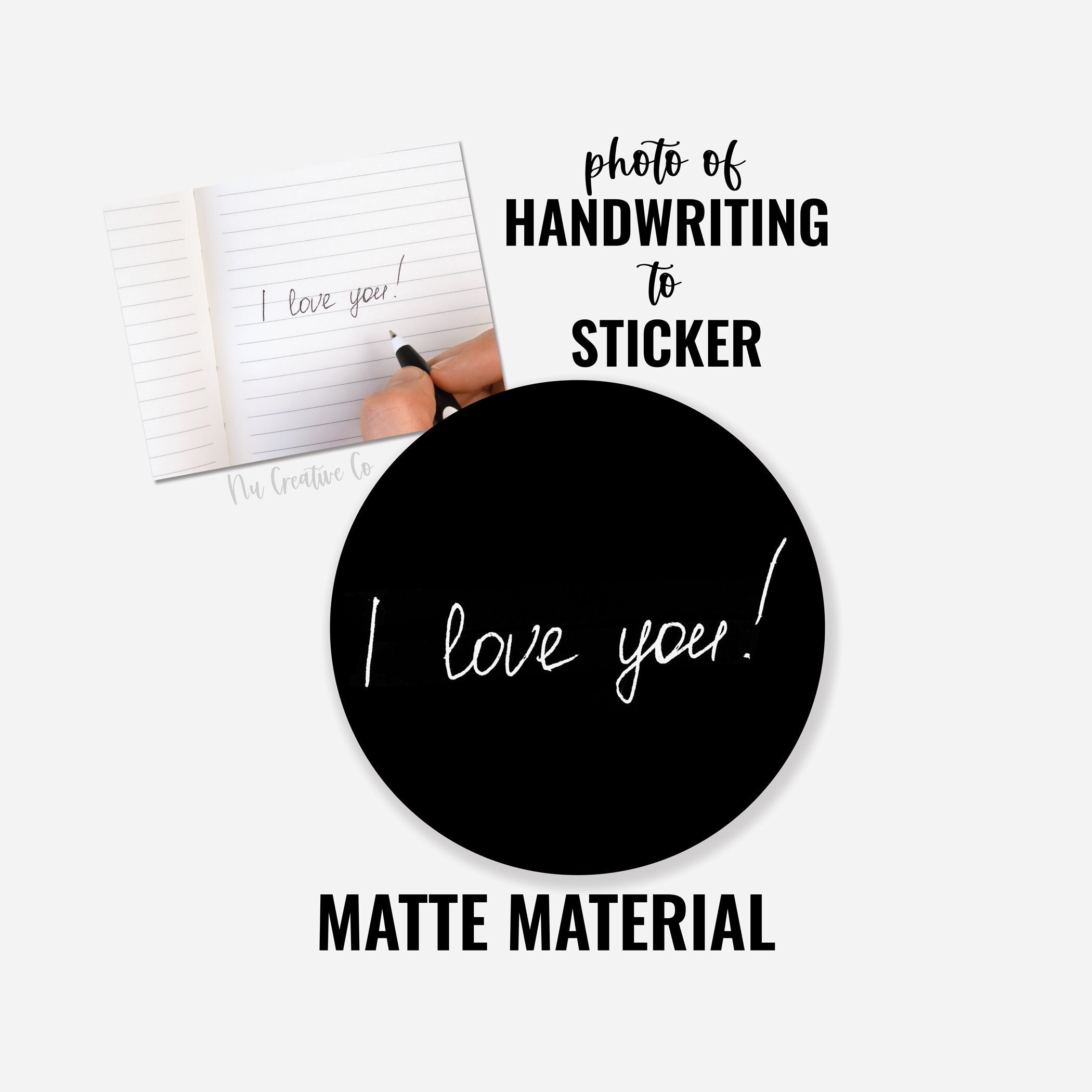 Custom Handwritten Sticker Photo of Handwriting Round - Etsy