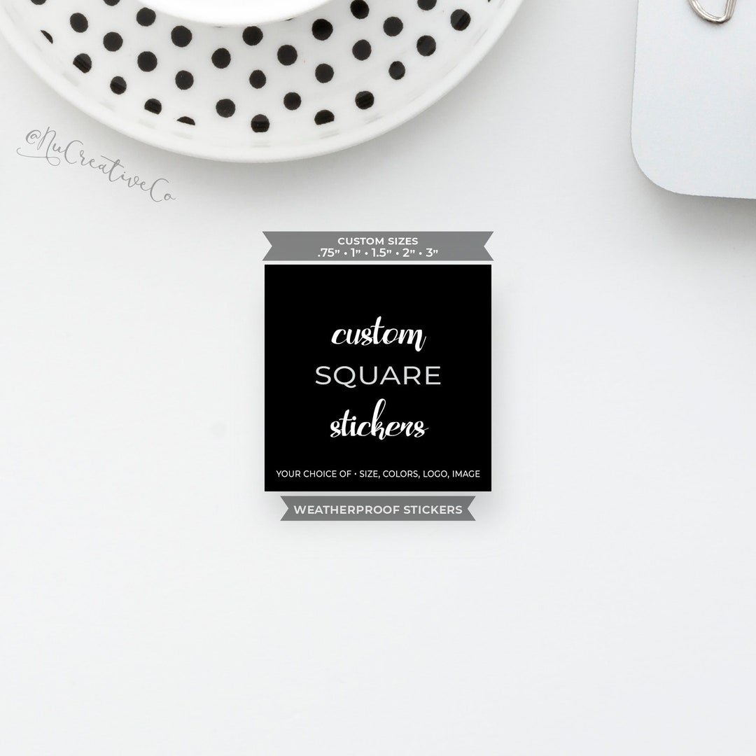 REORDER Custom Square Stickers Weatherproof Stickers Logo or - Etsy