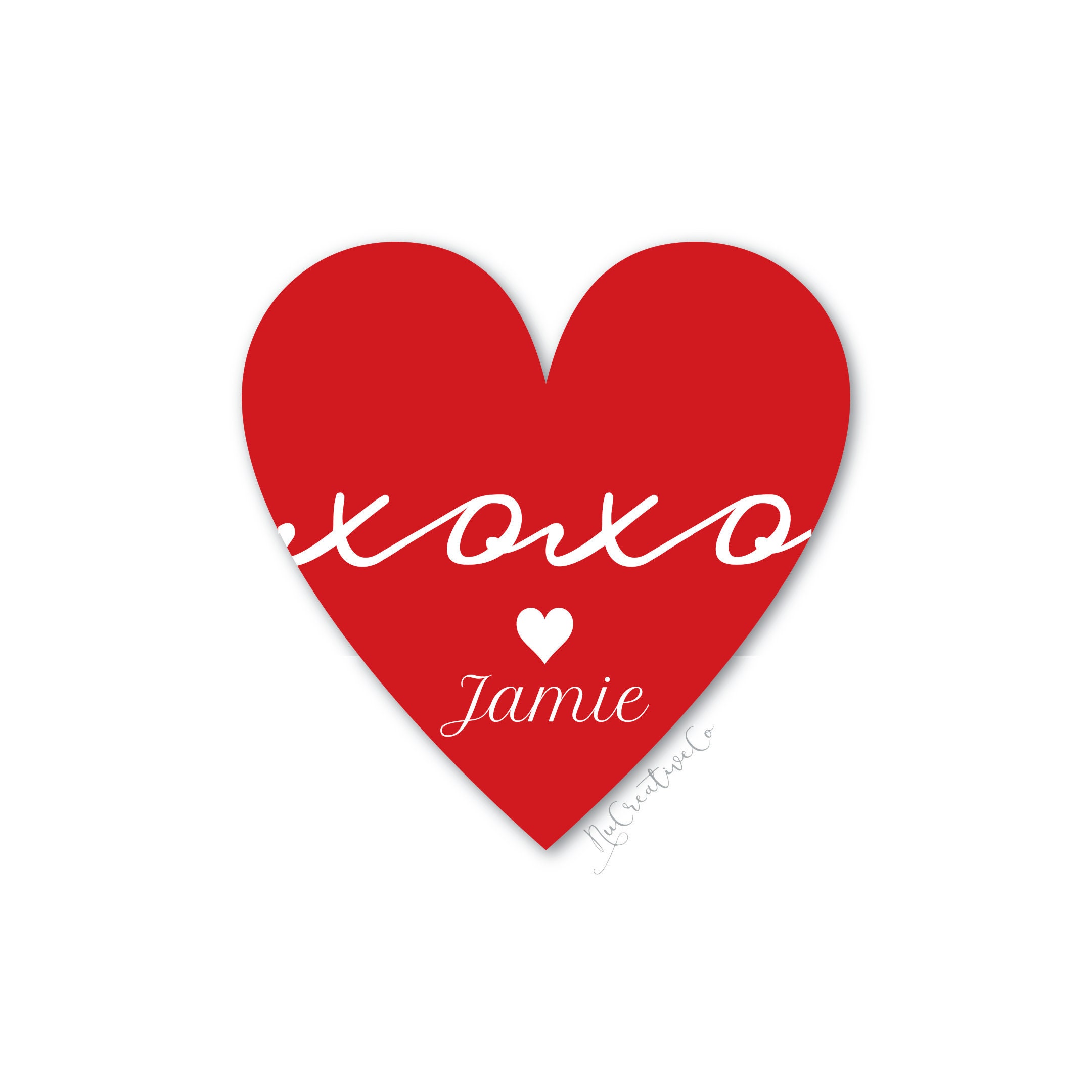 Xoxo personalized heart 1.5 inch stickers 1.5 love | Etsy