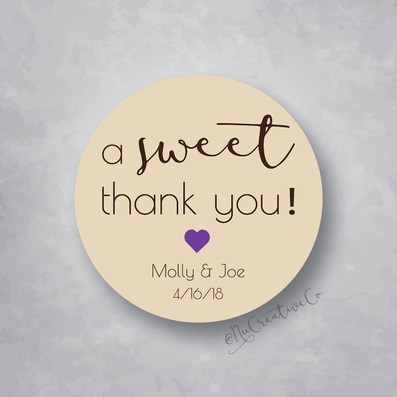 A Sweet Thank You Stickers, Favor, Personalized Wedding, Graduation ...
